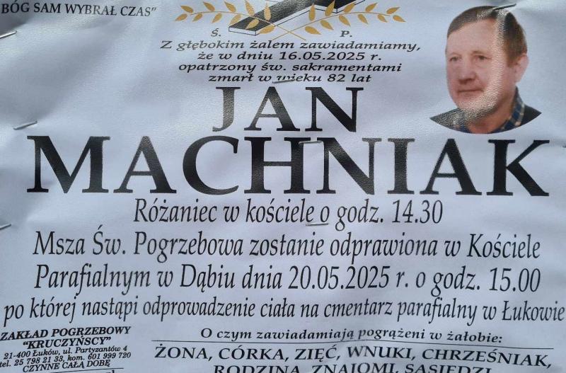 ŚP Jan Machniak - nekrolog