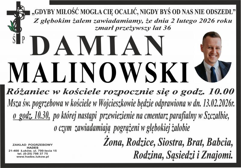 ŚP Damian Malinowski - nekrolog