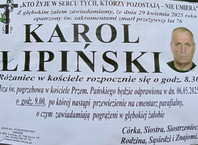 ŚP Karol Lipiński - nekrolog