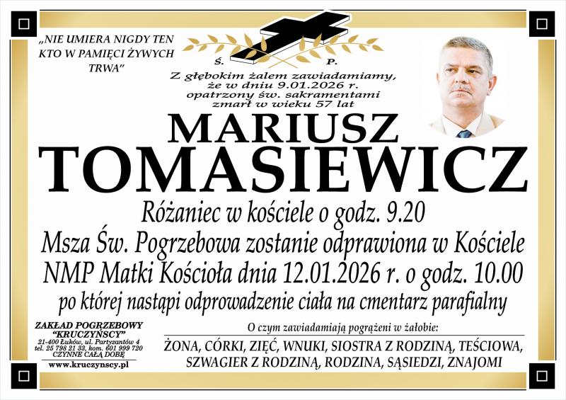 ŚP Mariusz Tomasiewicz - nekrolog
