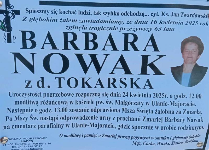 ŚP Barbara Nowak - nekrolog