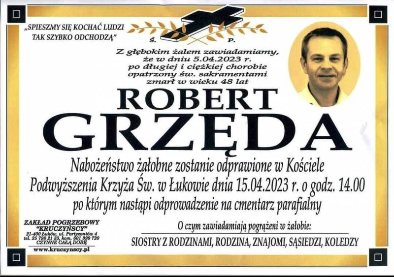 ŚP Robert Grzęda - nekrolog