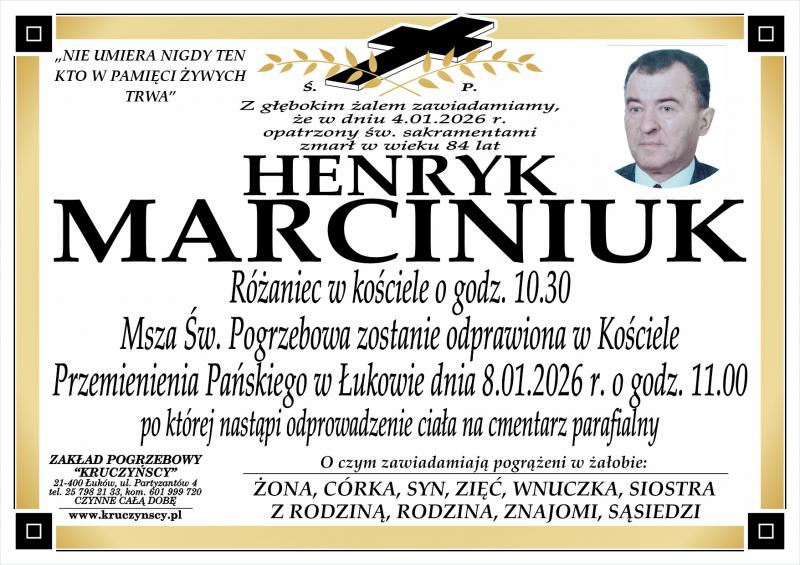 ŚP Henryk Marciniuk - nekrolog