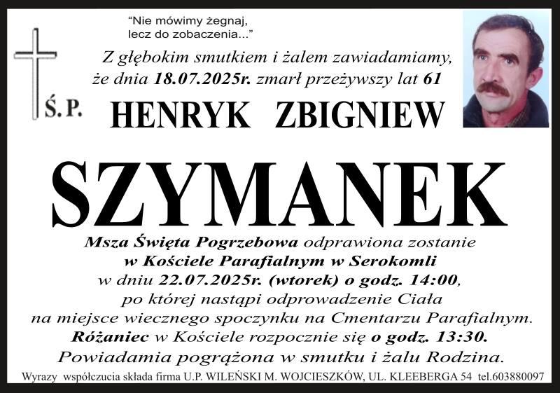 ŚP Henryk Zbigniew Szymanek - nekrolog