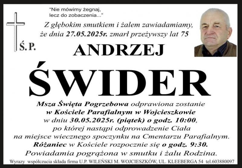 ŚP Andrzej Świder - nekrolog